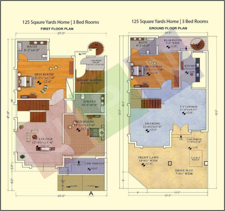 125 sq yard floor plan - UPN
